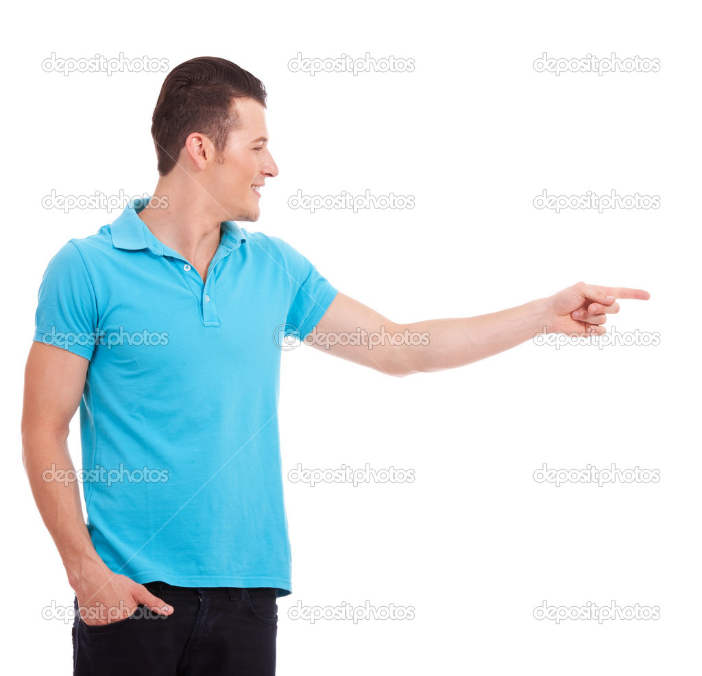 Young man pointing — Stock Photo © feedough #19117543 Young man pointing — Stock Photo © feedough #19117543