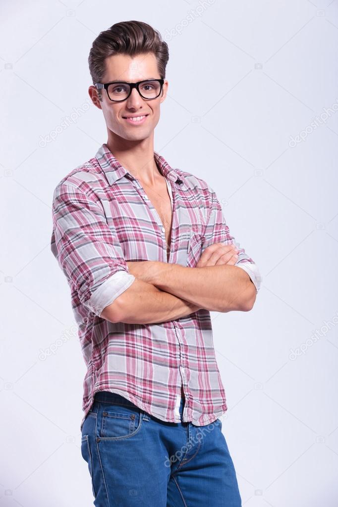 Casual man with hands folded — Stock Photo © feedough #26915045 Casual man with hands folded — Stock Photo © feedough #26915045