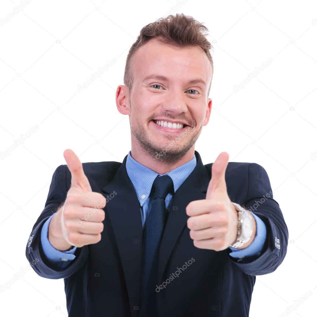 Business man with both thumbs up — Stock Photo © feedough #27288837