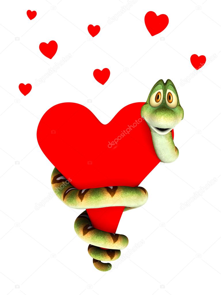 Cartoon snake in love, cuddling a heart. Stock Illustration by ©sarah5 ...
