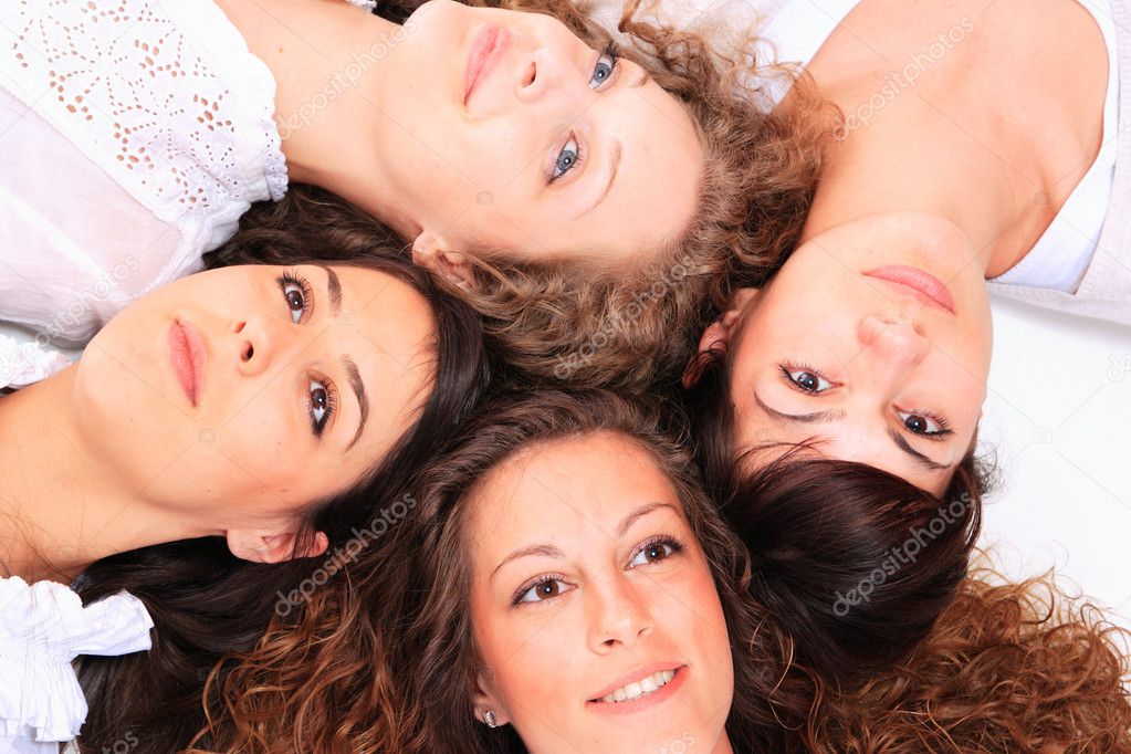 Group of happy pretty laughing girls Stock Photo by ©netfalls 18620977
