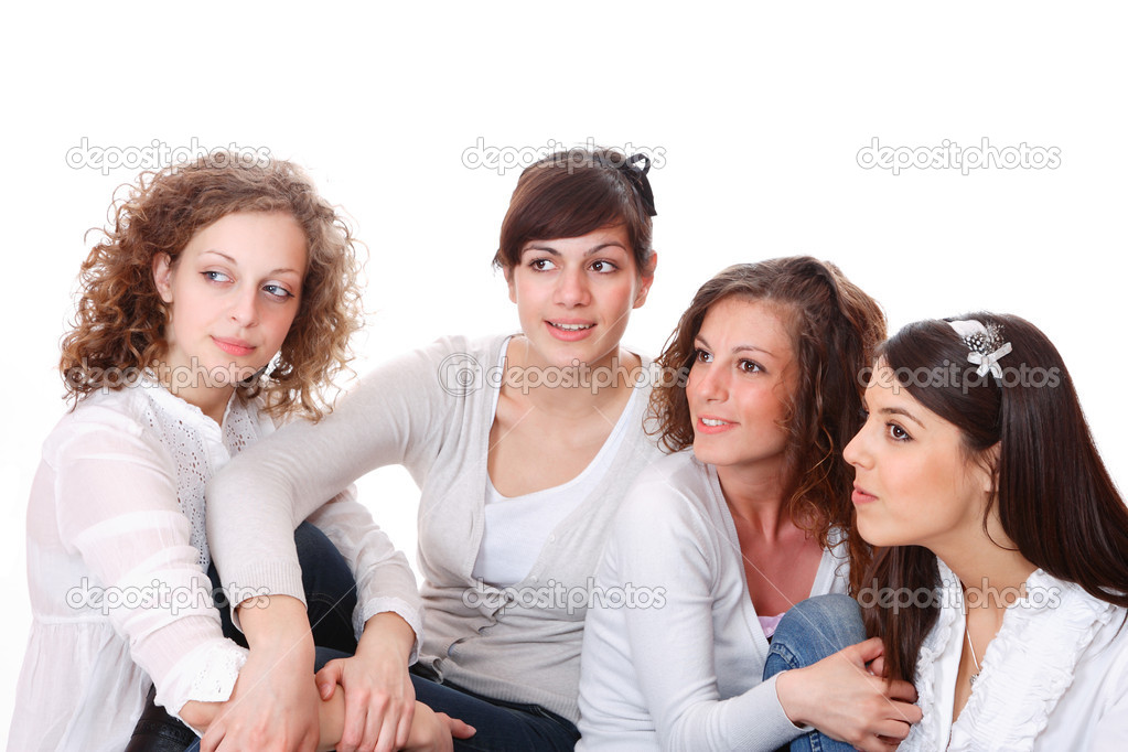 Group of happy pretty laughing girls Stock Photo by ©netfalls 18871961