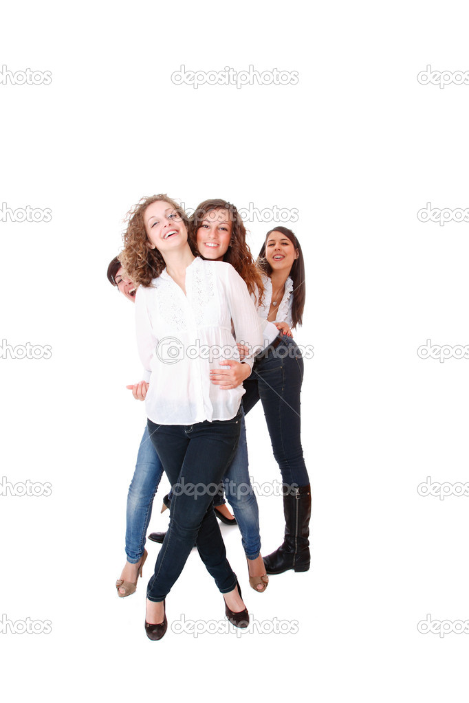 Group of happy pretty laughing girls Stock Photo by ©netfalls 18871967