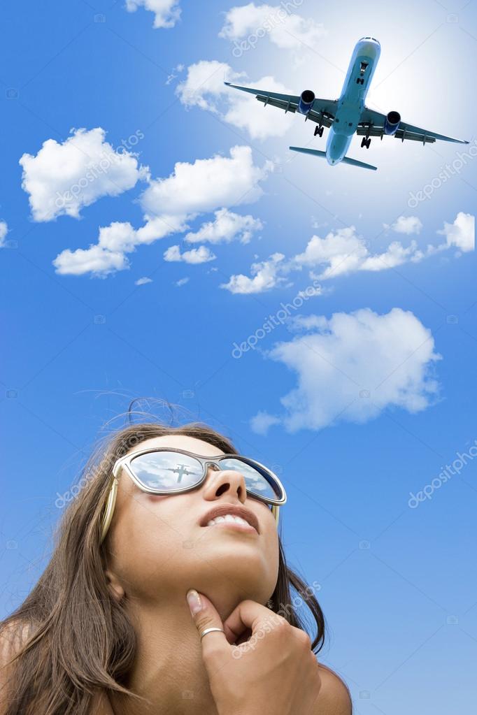 Looking Up At Airplane