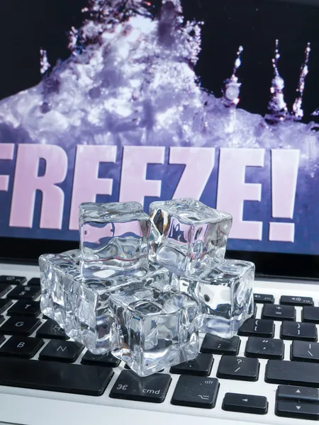 Ice cubes on computer keyboard — Stock Photo © netfalls #33572387