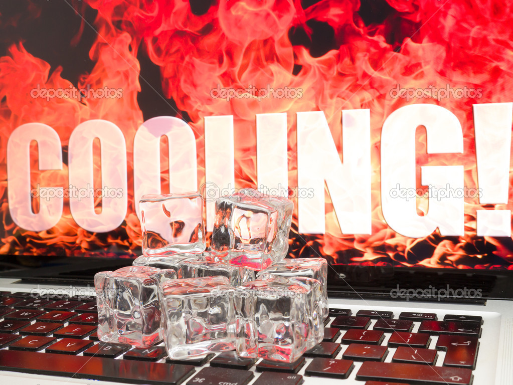Ice cubes on computer keyboard — Stock Photo © netfalls #33572387