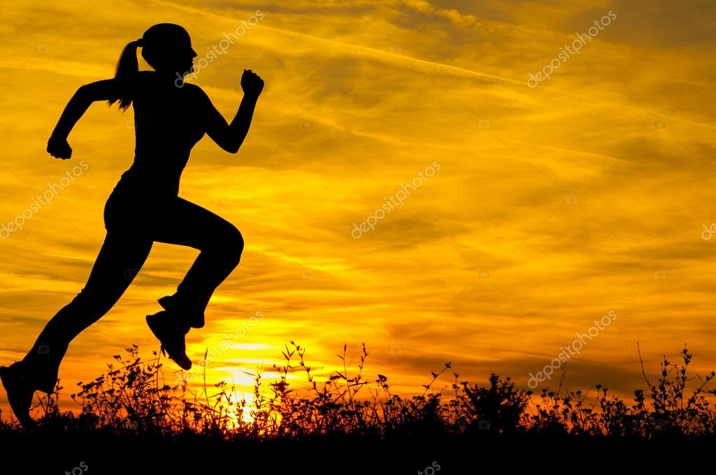 Silhouette De Fille Coureuse