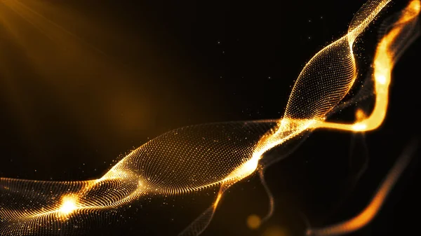 Gold particles spark wave flow background. Flicker particle on black ...