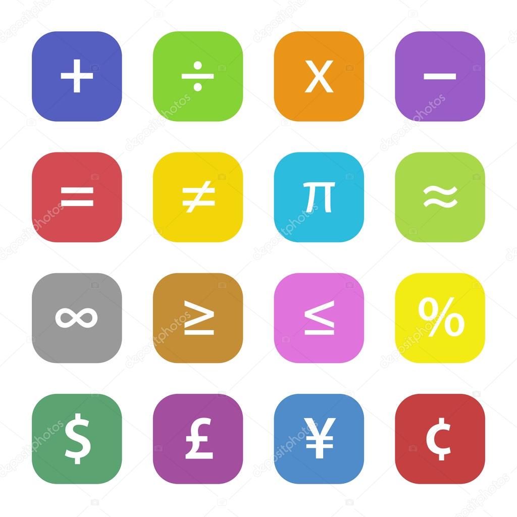 Colorful math financial symbols set premium vector in Adobe Illustrator ...