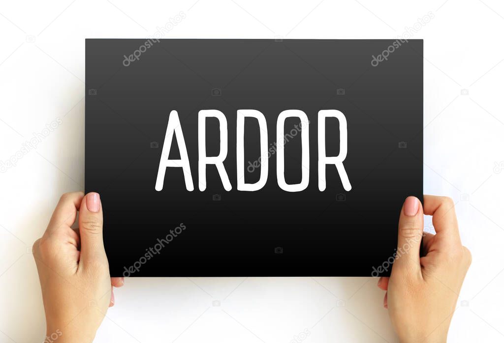 Cita de texto de Ardor en tarjeta, fondo conceptual 2023