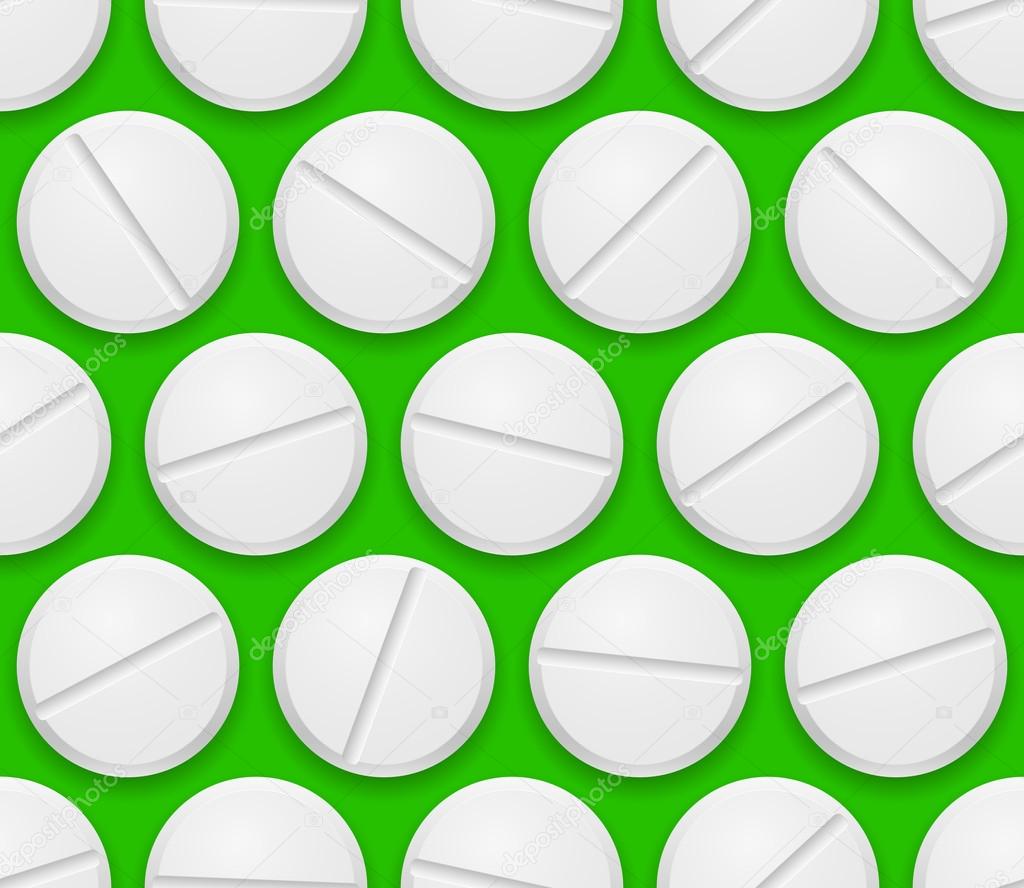Seamless texture realistic pills on green background. Stock Vector ...