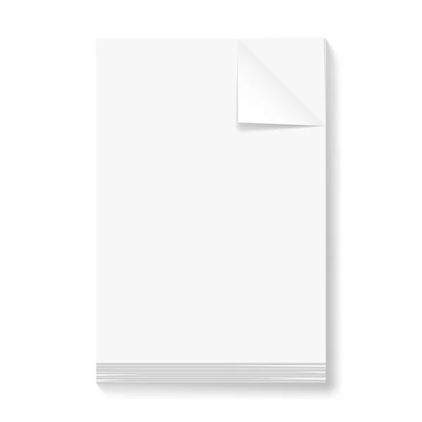 Stack of blank papers with fold corner on front page on grey background ...