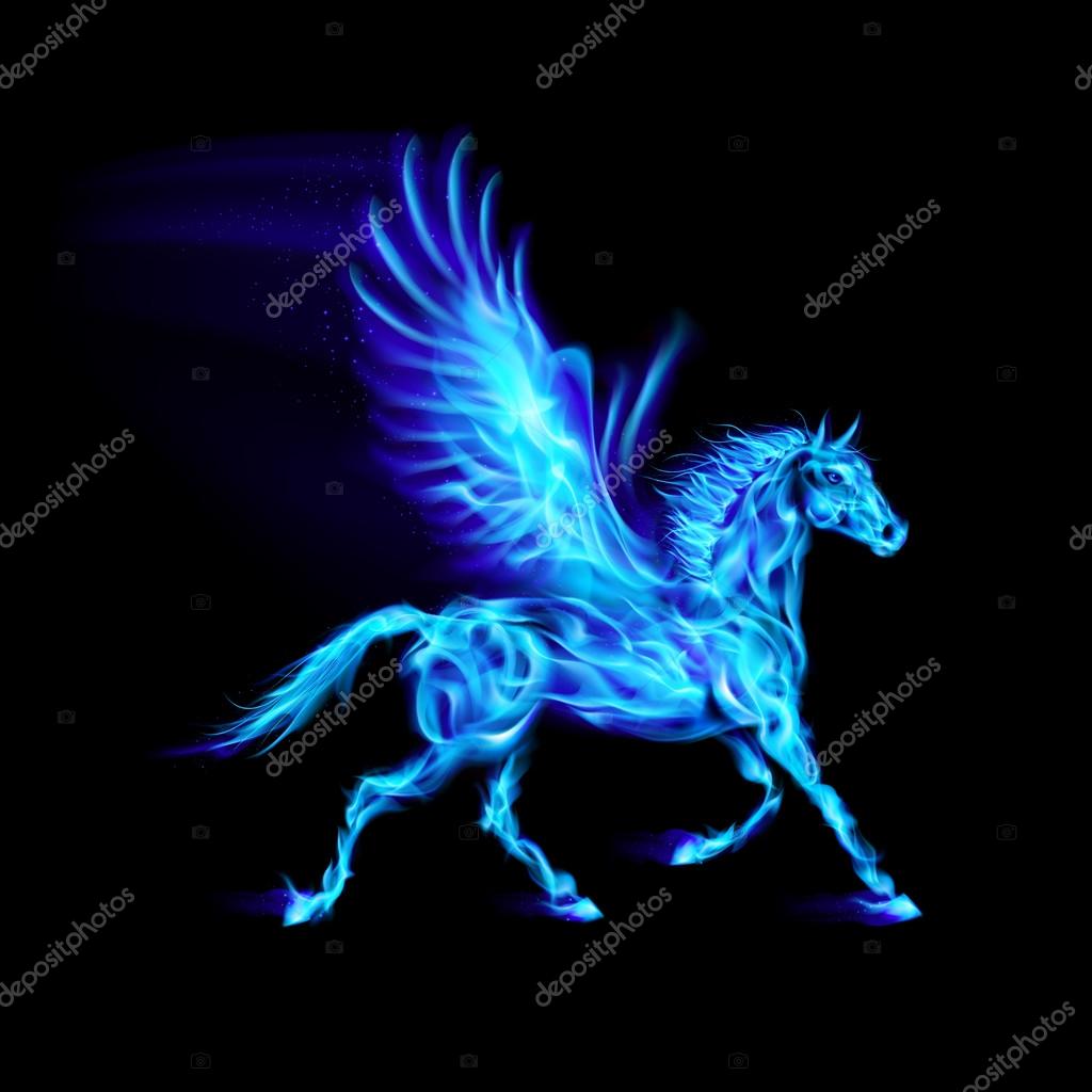 Blue fire Pegasus. ⬇ Vector Image by © dvargg | Vector Stock 33698821