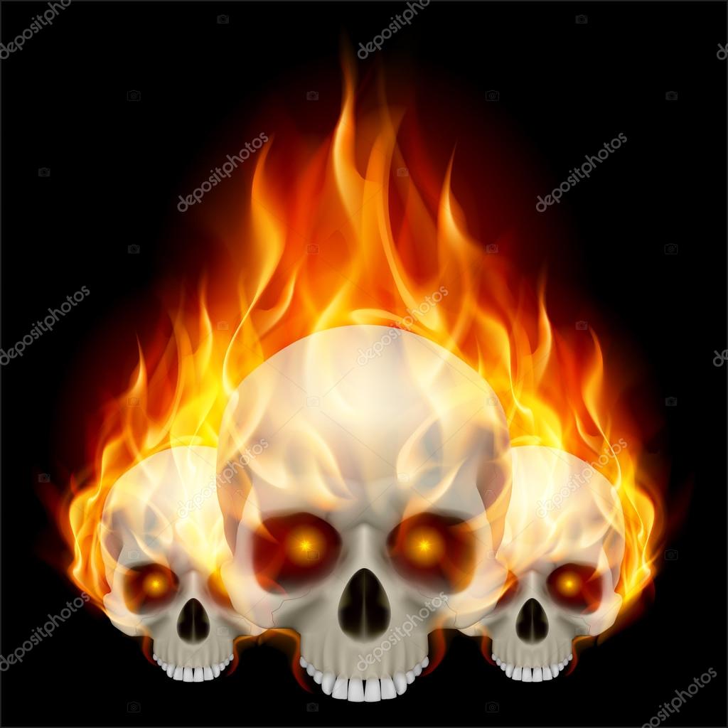 Black Flaming Skull