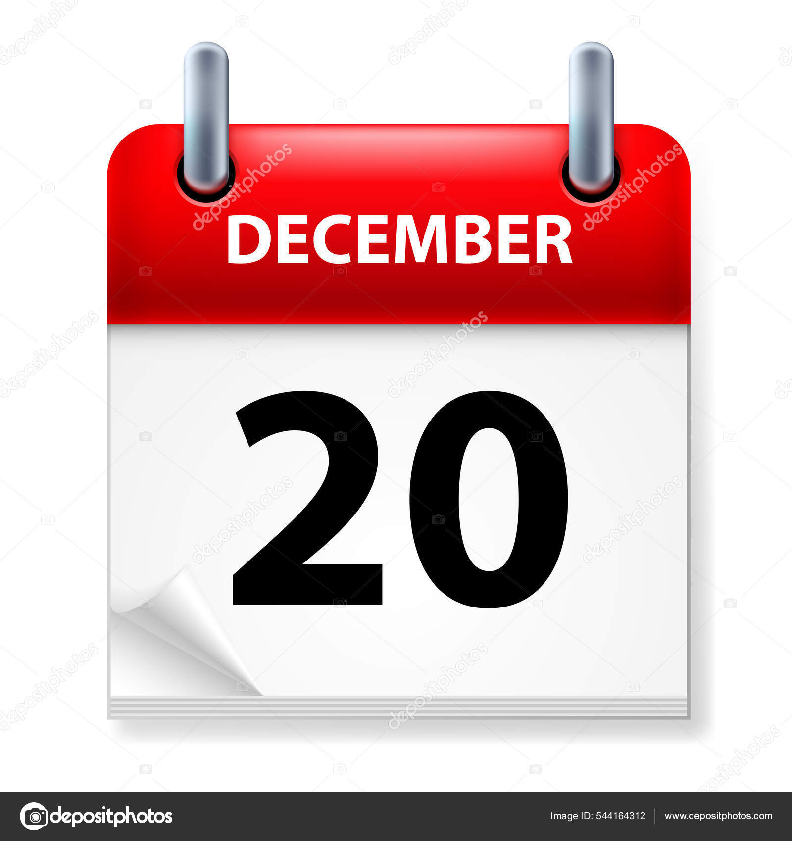 Twentieth December Calendar Icon White Background Stock Vector by ...