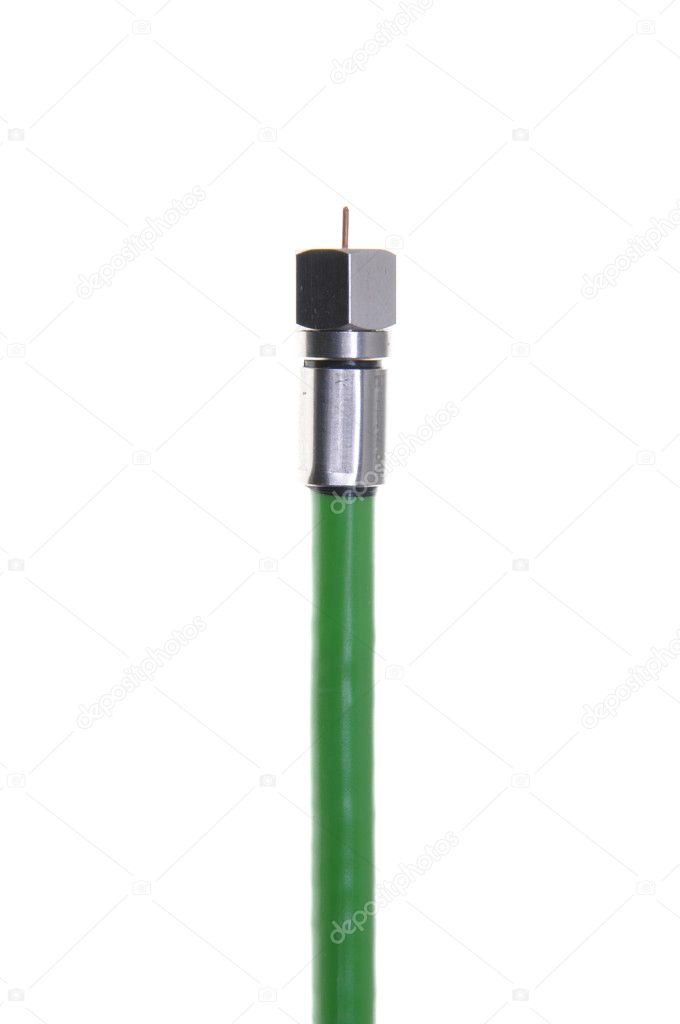 Single coaxial green cable with connector — Stock Photo © Zetor2010 ...