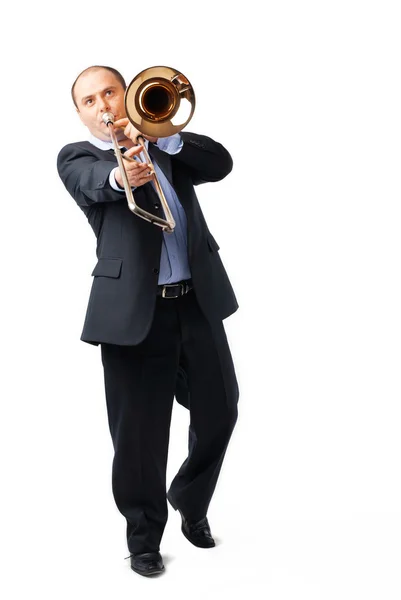 Trombone player with a smile. ⬇ Stock Photo, Image by © rcarner #1987153