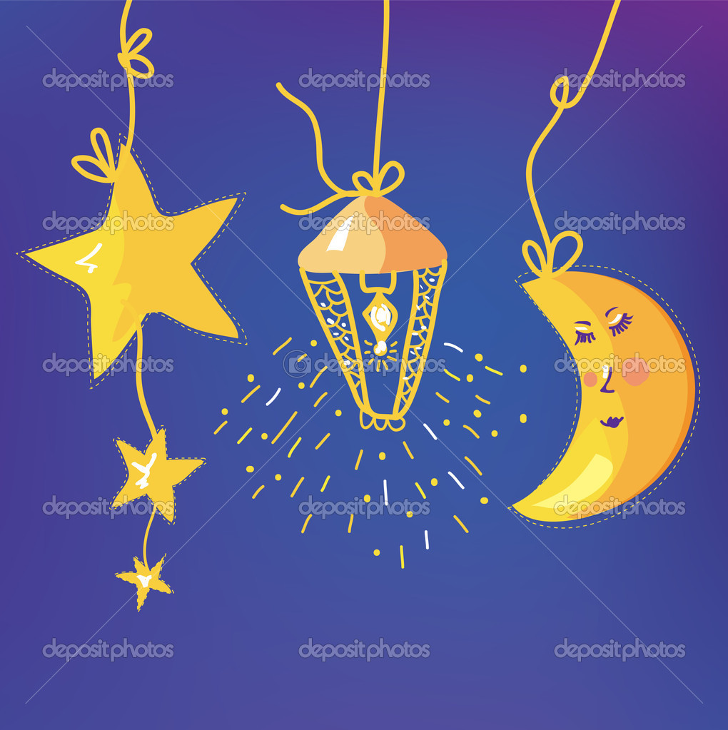 Baby night background with moon, stars Stock Vector by ©Tasia12 19981971