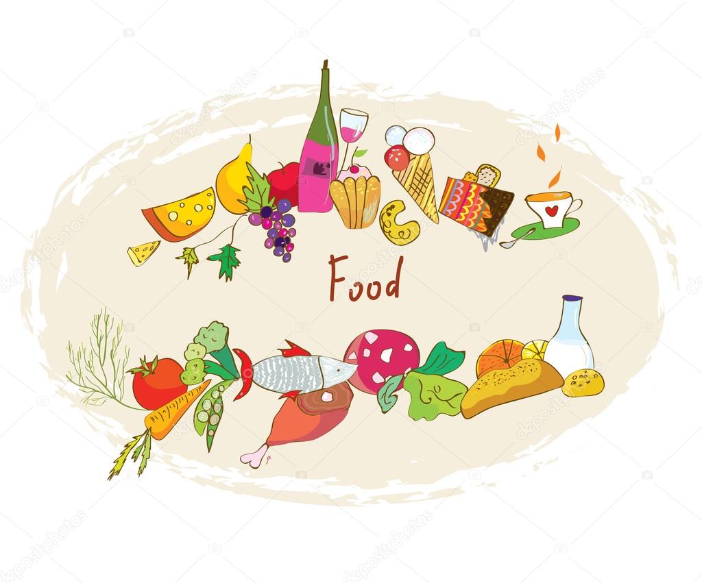 Food banner with meal, wine, desserts frame Stock Vector Image by ...
