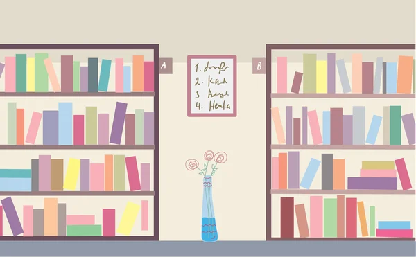 Library cartoon with child — Stock Vector © Tasia12 #4403790