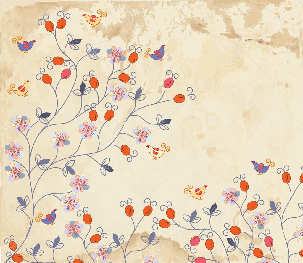 Floral background on paper texture with roses Stock Vector by ©Tasia12 ...