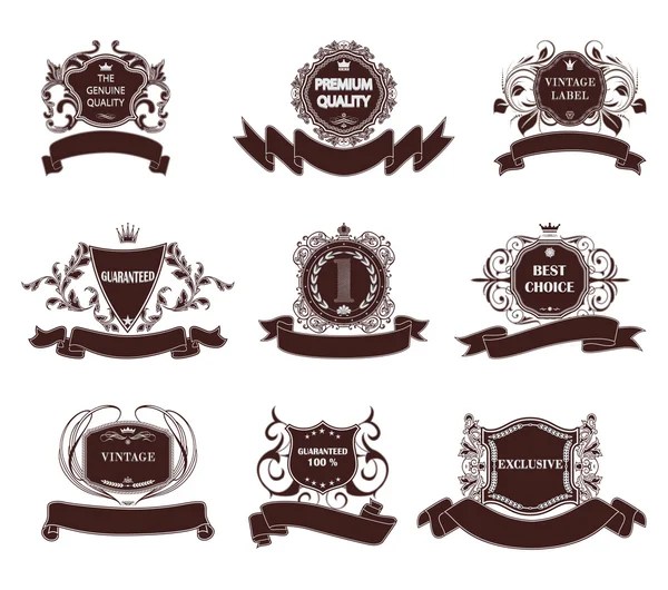 Premium Crown Badges & Vector Element Collection — Stock Vector ...