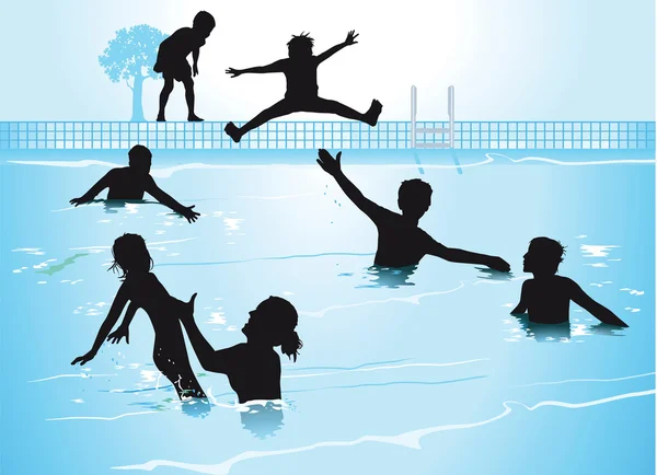 Kids Swimming Silhouette