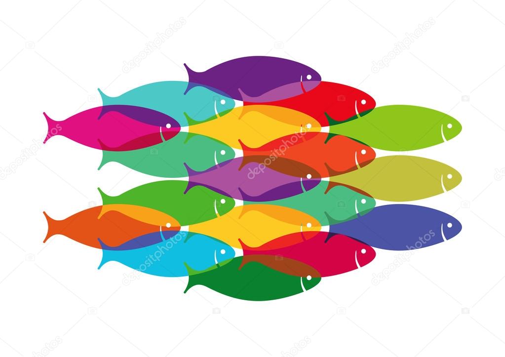 Cardumen de peces coloridos — Vector de stock © scusi0-9 #31196851