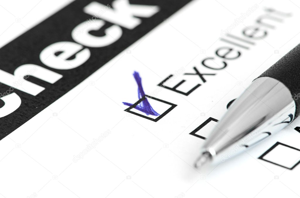 Tick placed in excellent checkbox on customer — Stock Photo ...
