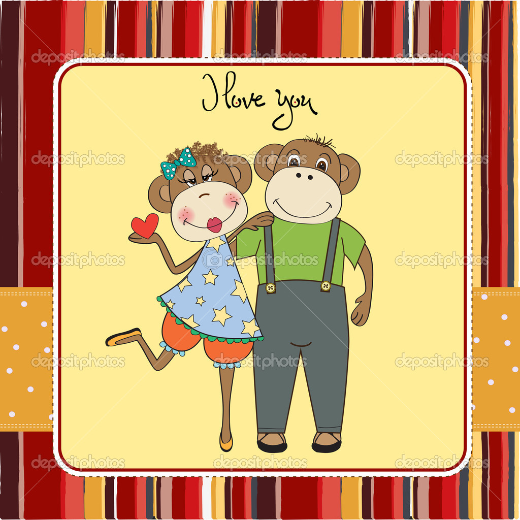 Monkeys couple in love Stock Illustration by ©ClaudiaBalasoiu #19604331