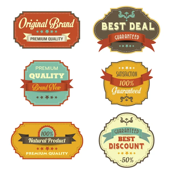 Yellow badges,ribbons and labels set. Vector illustration. Isolated on ...
