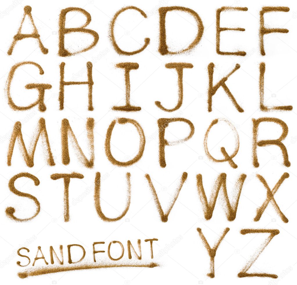 Sand ABC containing letters,isolated on white background — Stock Photo ...