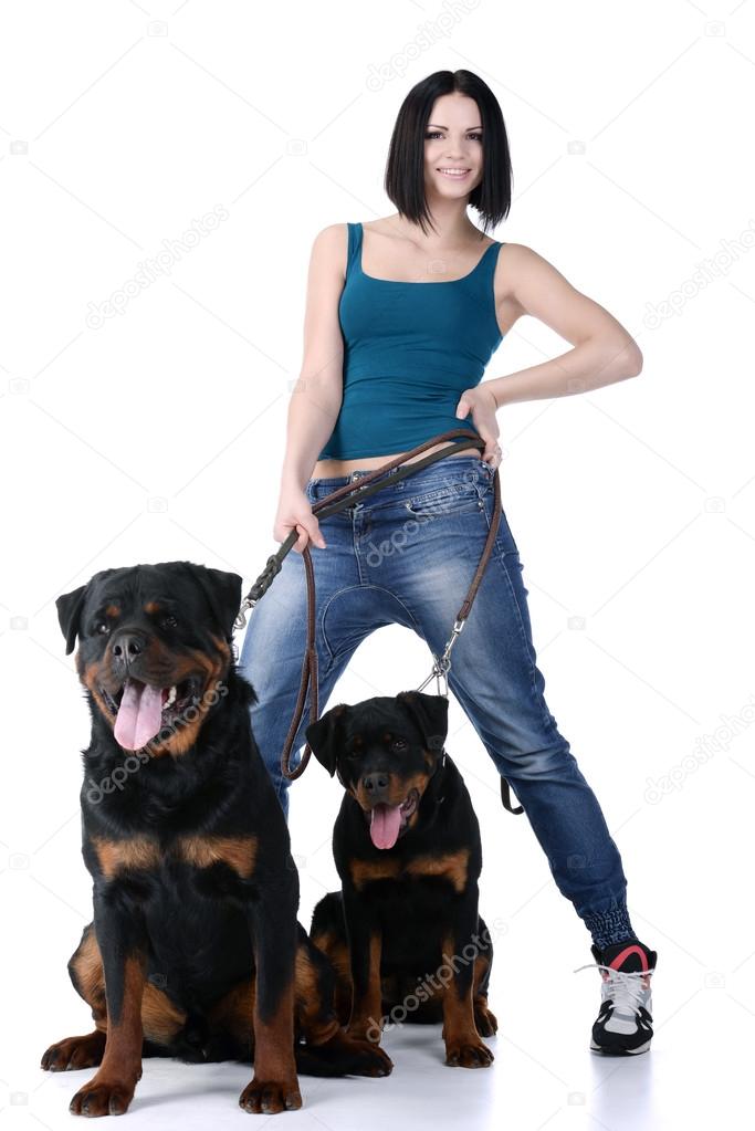 Woman with a Rottweiler dog Stock Photo by ©GeorgeRudy 44656239