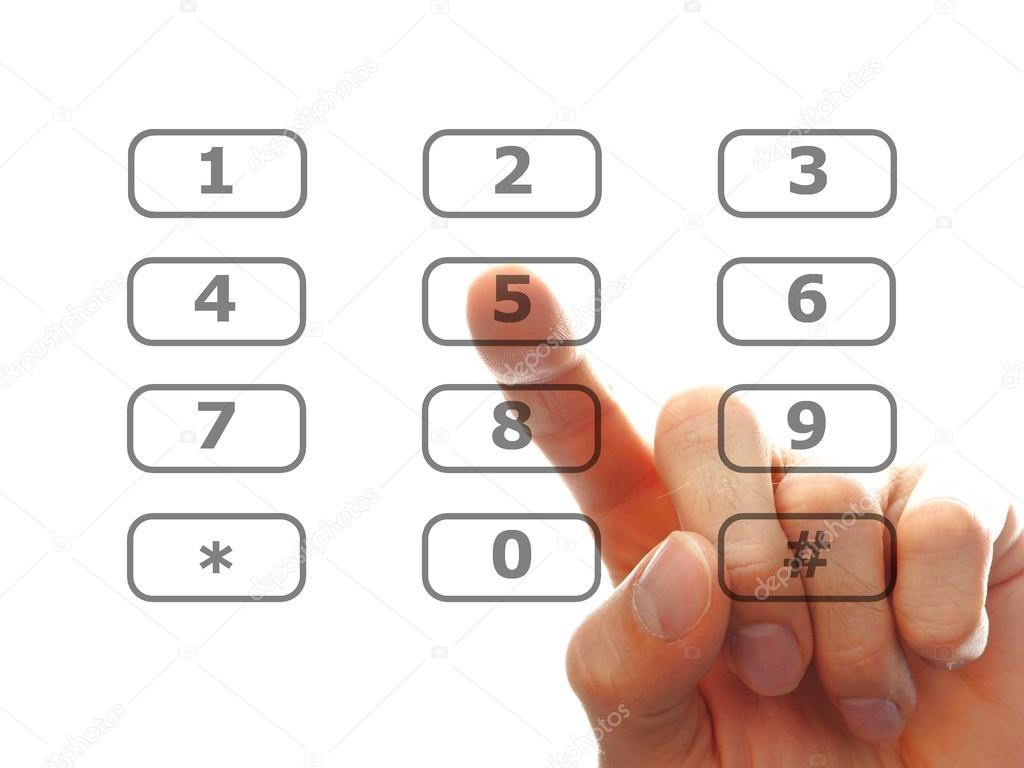 Finger push a telephone number button — Stock Photo © Viviamo #28629959