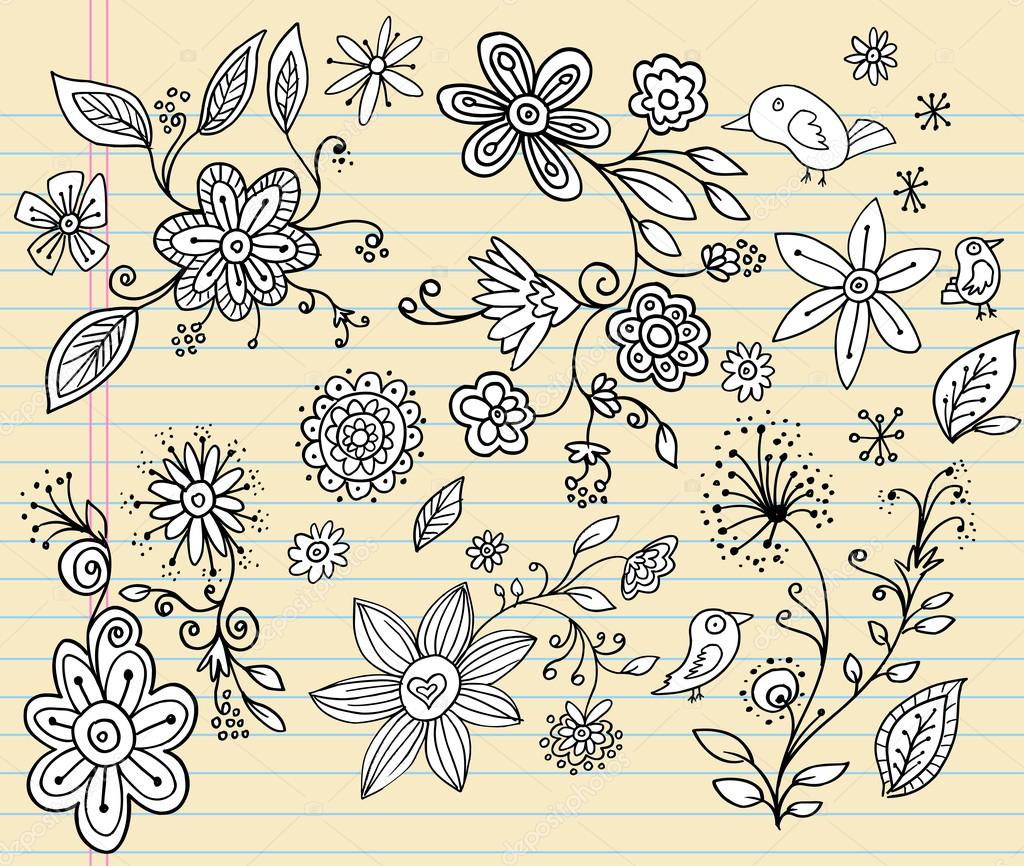 Notebook Doodle Flower Vector Set Stock Vector Image by ©MisterElements ...