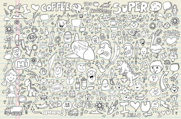 Massive Mega Doodle Sketch Notebook Vector Elements Set Illustration ...