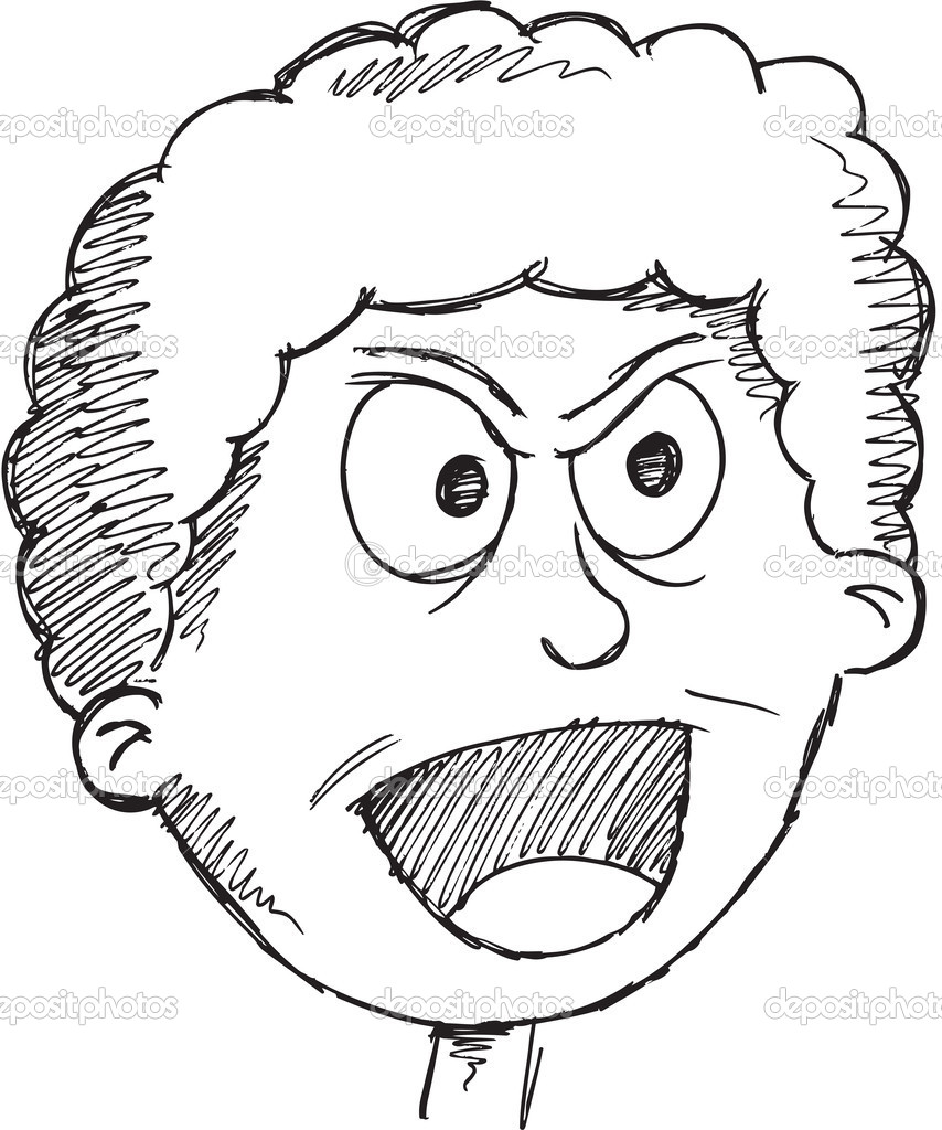 Sketch Doodle Drawing Angry Face Vector Art — Stock Vector ...