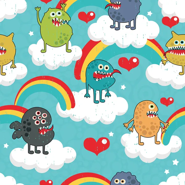 Cute monsters seamless background with stars. ⬇ Vector Image by ...