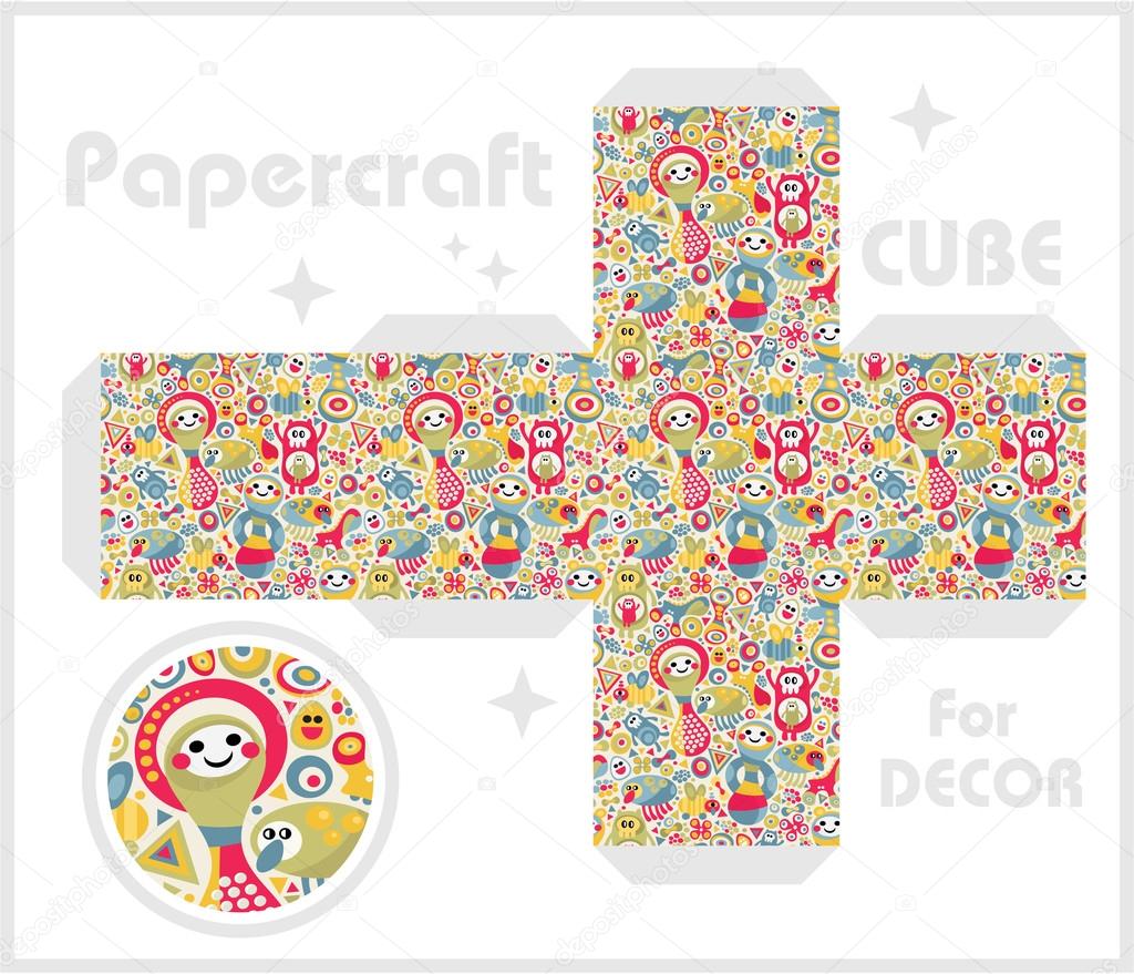 Paper cube for children games and decoration. — Stock Vector ...
