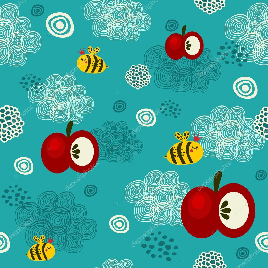 Bee and apple seamless texture. Stock Vector by ©ekapanova 35711653