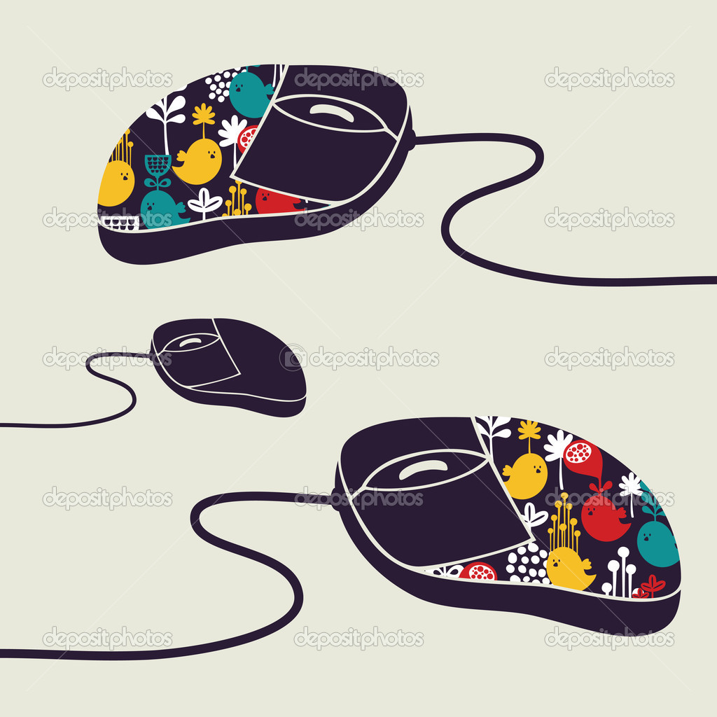 Computer mouse decorated with design print. Stock Vector Image by ...