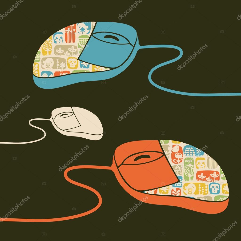 Computer mouse decorated with design print. Stock Vector Image by ...