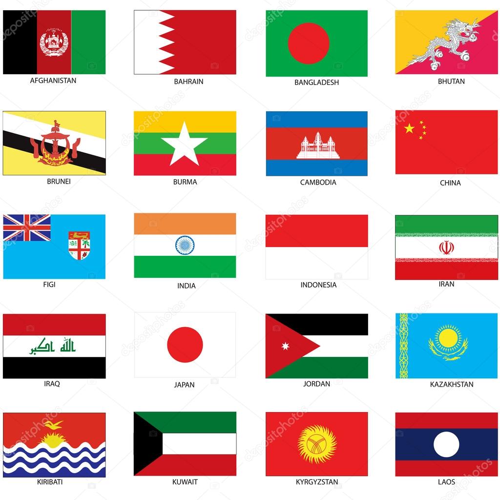 아시아 국기 — 스톡 벡터 © BasheeraDesigns #38884183