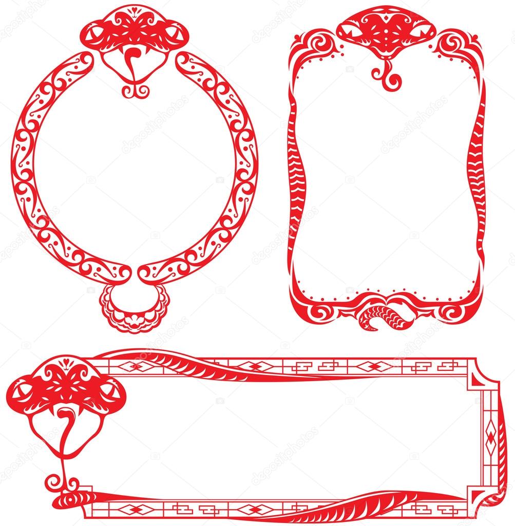 Year of Snake border design elements Stock Vector by ©patrickma 18244283