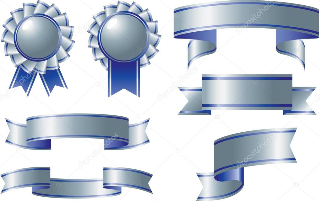 Silver and blue ribbon awards set Stock Vector Image by ©patrickma ...