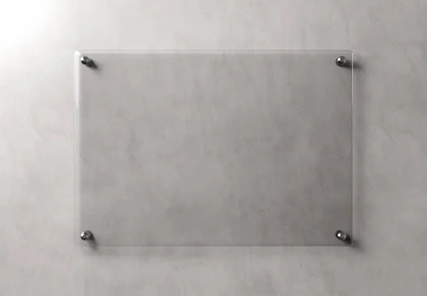 Empty Transparent Glass Sign Plate Wall Mockup Template Blank Plastic ...