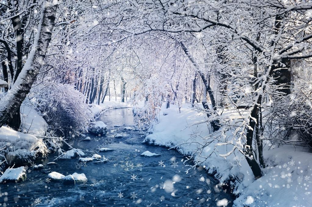 Beautiful winter landscape with the river Stock Photo by ...
