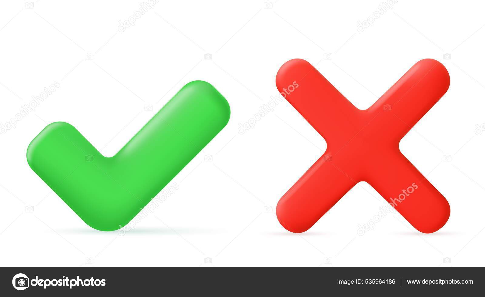 Image vectorielle Cochez la case verte et cochez les symboles par ...