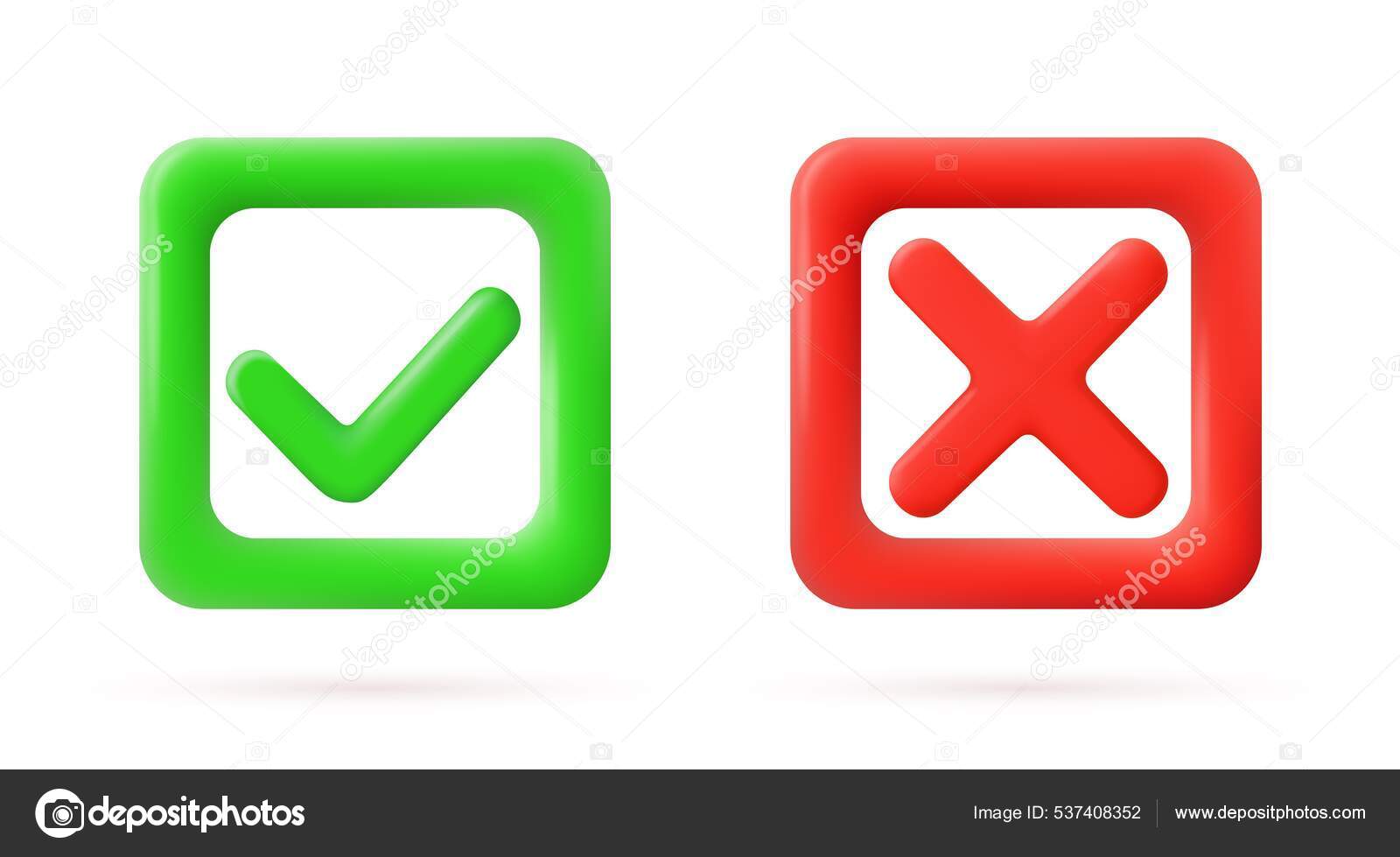 Grøn flueben og krydsmærke symboler Stock-vektor af ©drogatnev 537408352