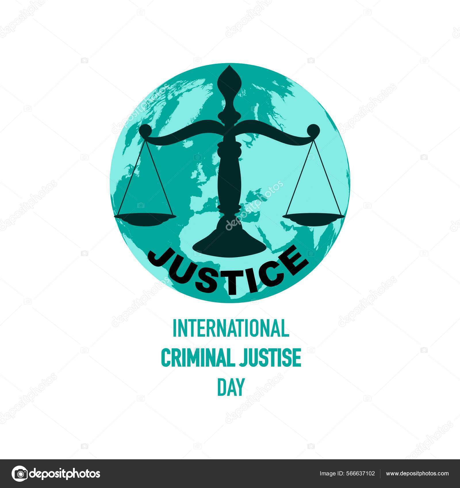 Blue Color Earth Globe Scale Justice Symbol Isolated White Background ...